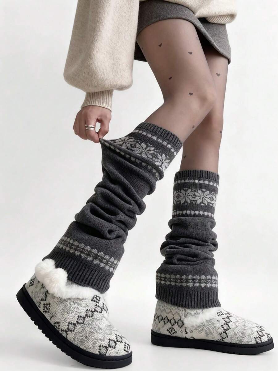 Fair Isle Autumn/Winter Leg Warmers, Retro Nordic Style, Cozy Thick ...