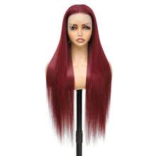 Peluca burdeos de 60% cabello humano, 30 pulgadas, 13x6 13x4 HD con ...