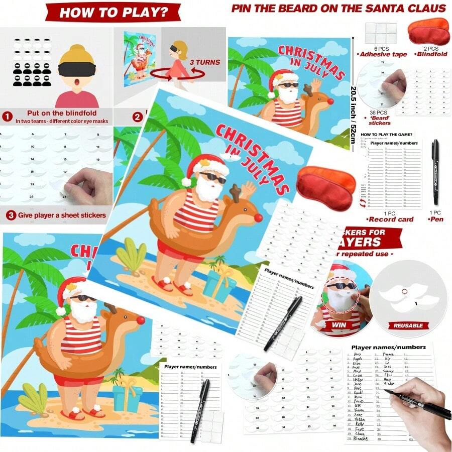 WWEChristmas Day July Party Games Pin The Beard On The Santa Claus ...