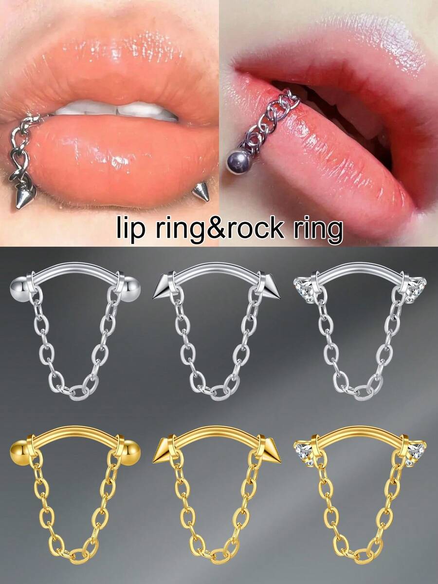 CIZME 1pc 16G Lip Rings Snake Bite Stainless Steel Lip Piercing Jewelry ...