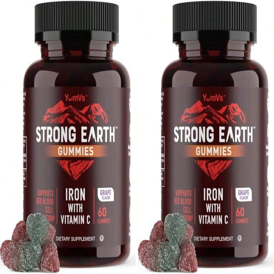 YUM-V'S Strong Earth Iron With Vitamin C Gummies (60 Count) - Iron ...