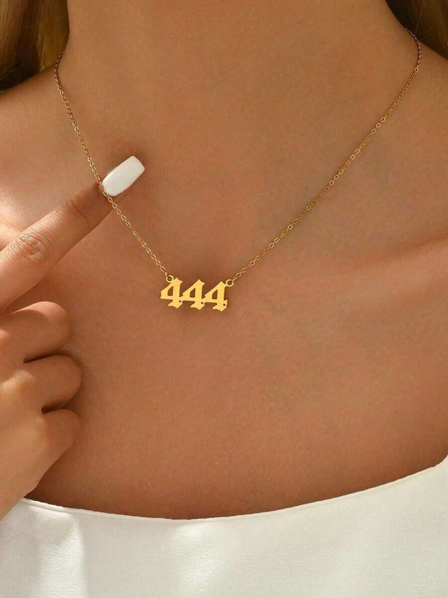 1pc Stainless Steel Lucky Number Necklace, 18K Stainless Steel 111-999 ...