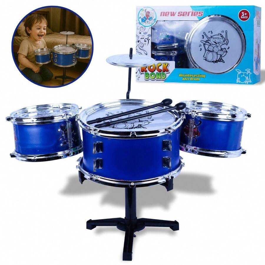 Mini Bateria Infantil Brinquedo Instrumento Musical Com Baqueta Prato e ...