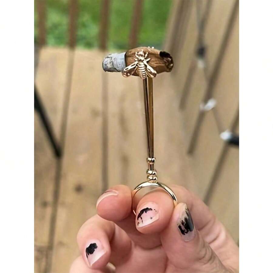 1pc Golden Bee Cigarette Holder, Elegant Cigarette Holder Ring Rack ...