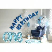 Large Blue One Balloon For First Birthday Celebration 40 Inch Foil ...