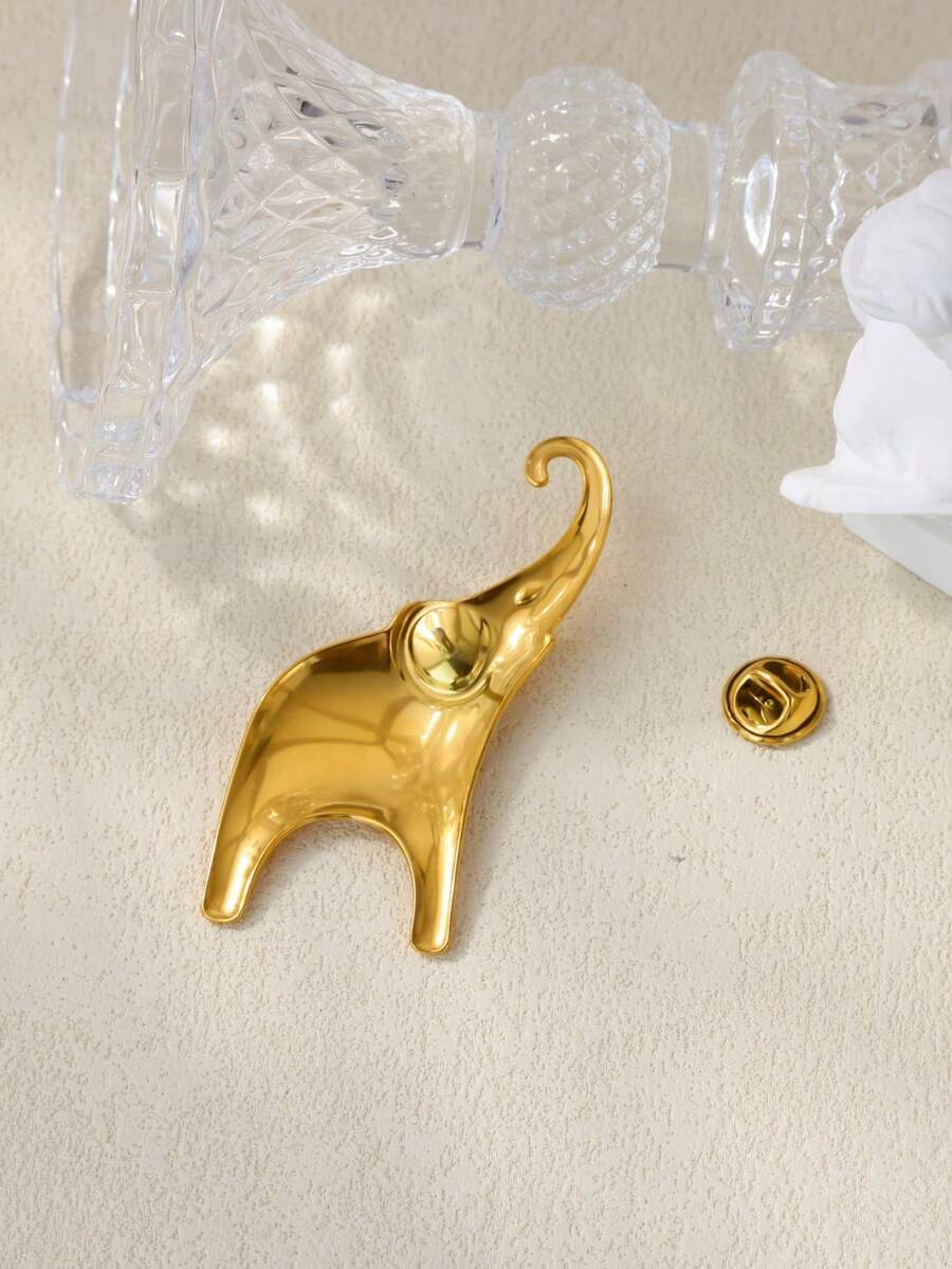 Broche de Elefante para Homens Banhado a Ouro 18K em Aço Inoxidável ...