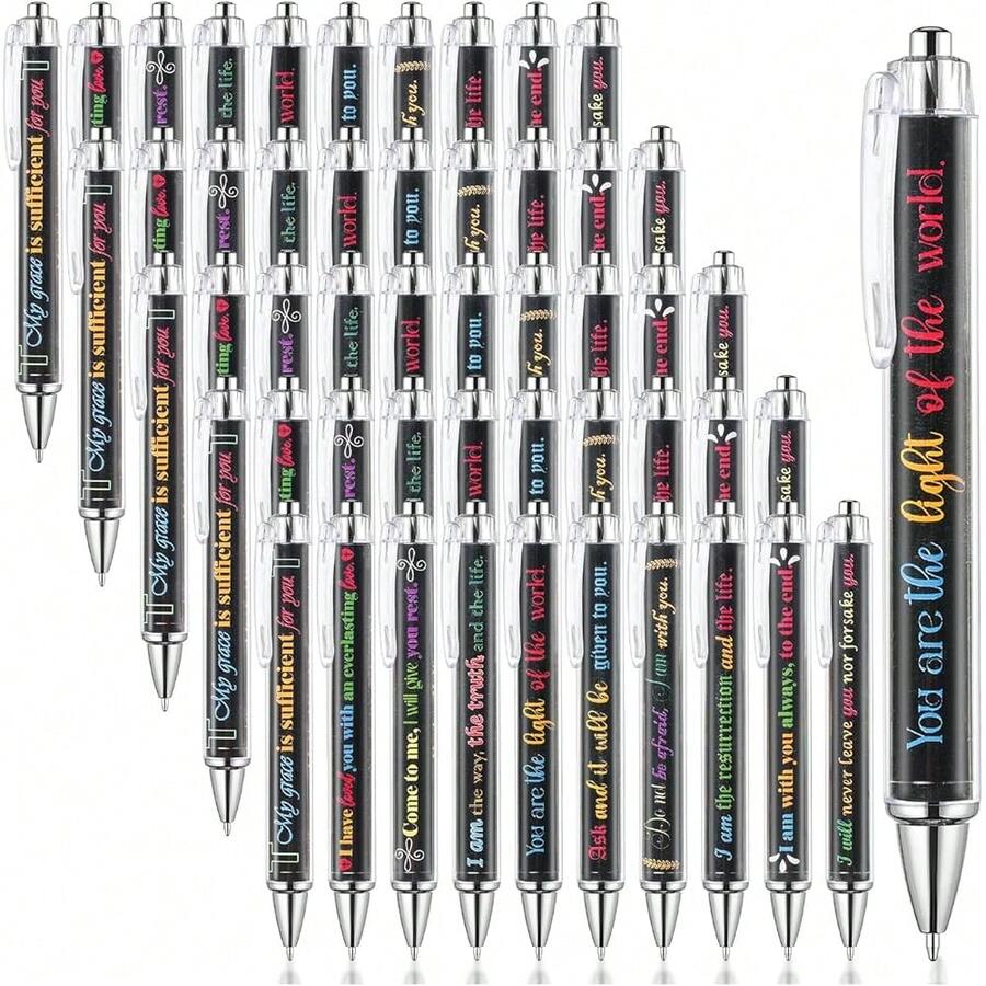 New Models - Christian Pen Set, 50 Pack, Black Ink, Bible Verse Pens ...