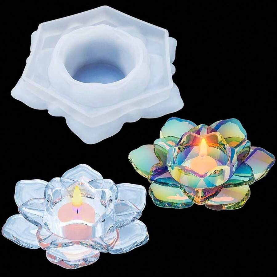 Palksky Lotus Tealight Candles Holders Resin Mold, Flower Candlestick ...