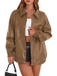 Leather Jacket Women Fall Outfits 2025 Oversized Motorcycle Y2K Clothes ...