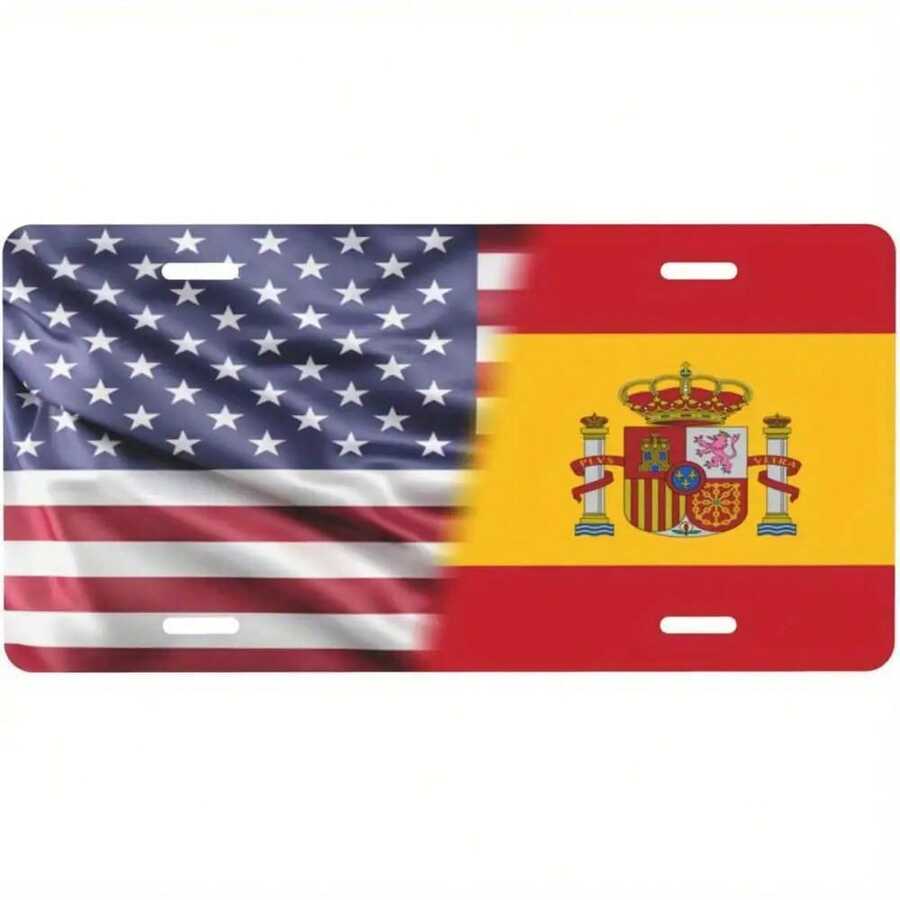 USA American And Spain Decorative License Plate Aluminum Sign Metal 4 ...
