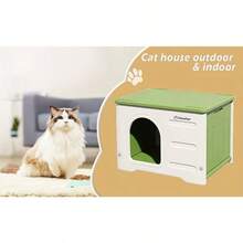 Waterproof Cat House With Mat, Classic Style, Outdoor Indoor Plastic ...