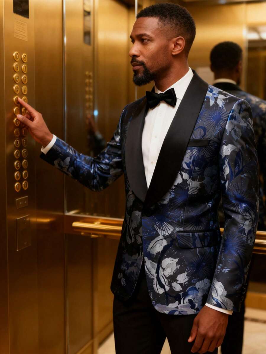 Traje de hombre con cuello chal, esmoquin de novio, corte ajustado ...