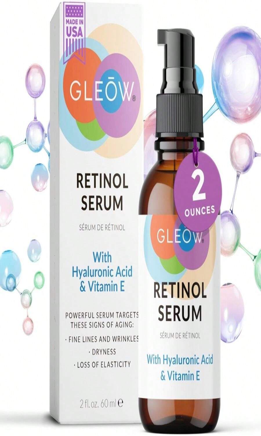 GLEOW Retinol Serum For Face, Vitamin C With Hyaluronic Acid Face Serum ...