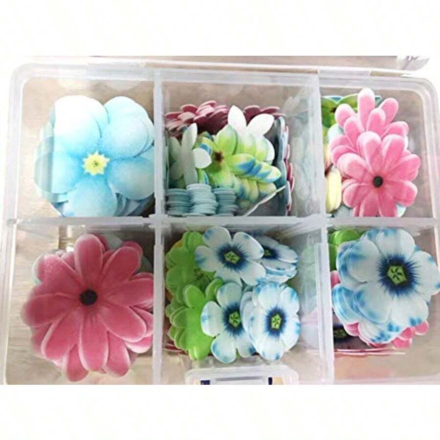 FishMM Set Of 380 Edible Rainbow Daisy Flowers Party Decorations Wafer ...