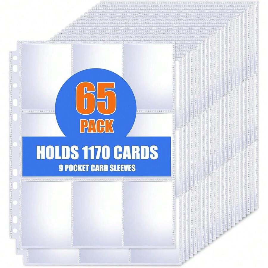 2025 New 65 Pack 9 Pocket Card Sleeves Binder Sheets, Trading Card ...