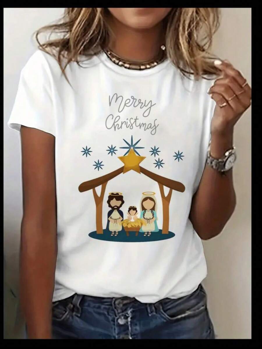 Christmas T-Shirts, Blouses, Nativity Scene, Artistic Design, Christmas ...