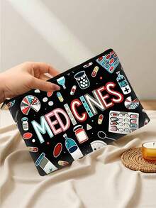 1 Double-Sided MEDICINES Little Girl Pattern Theme Cosmetic Bag, Double ...