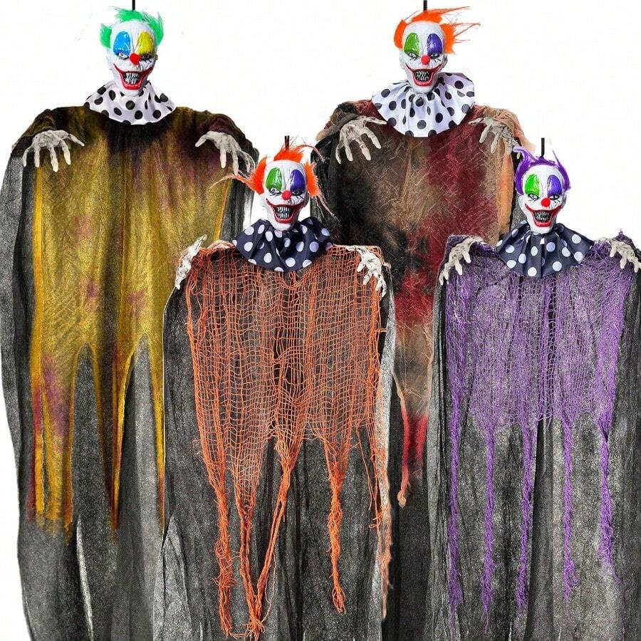 JOYIN 4 Pcs 29 Hanging Clown Halloween Decorations Outdoor Haunted ...