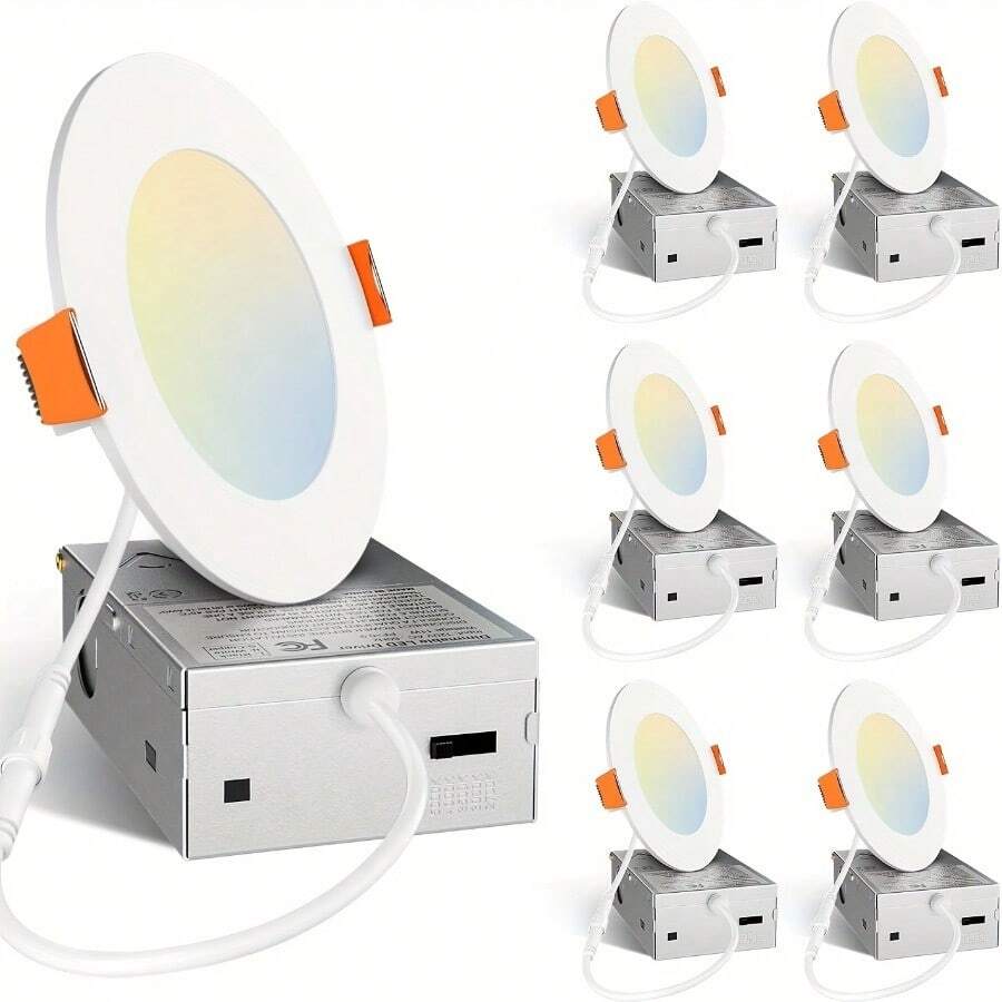 24/12/6/1 Pack 4/6 Inch 5CCT Ultra-Thin LED Recessed Ceiling Light With ...