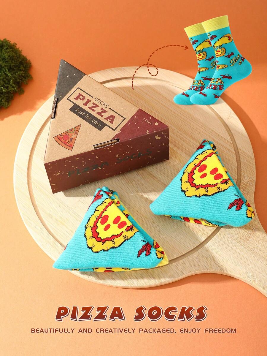 1 Pair Pizza Print Socks, Suitable For Daily Life And Outdoor Sports ...
