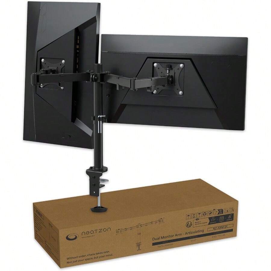 Dual 27 Monitor Arm Sleek Desk Mount For Two Monitors Up To 8kg ...