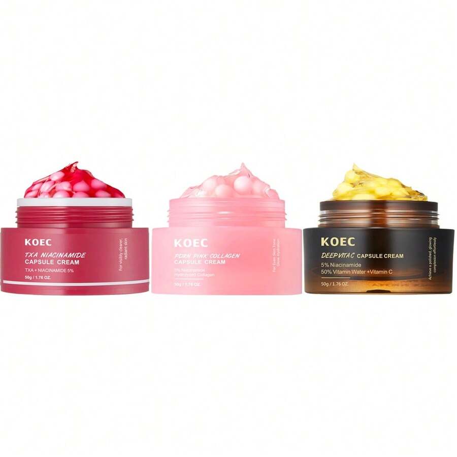 KOEC Skincare Face Cream Set:Deep Vita C + PDRN Pink Collagen +TXA ...