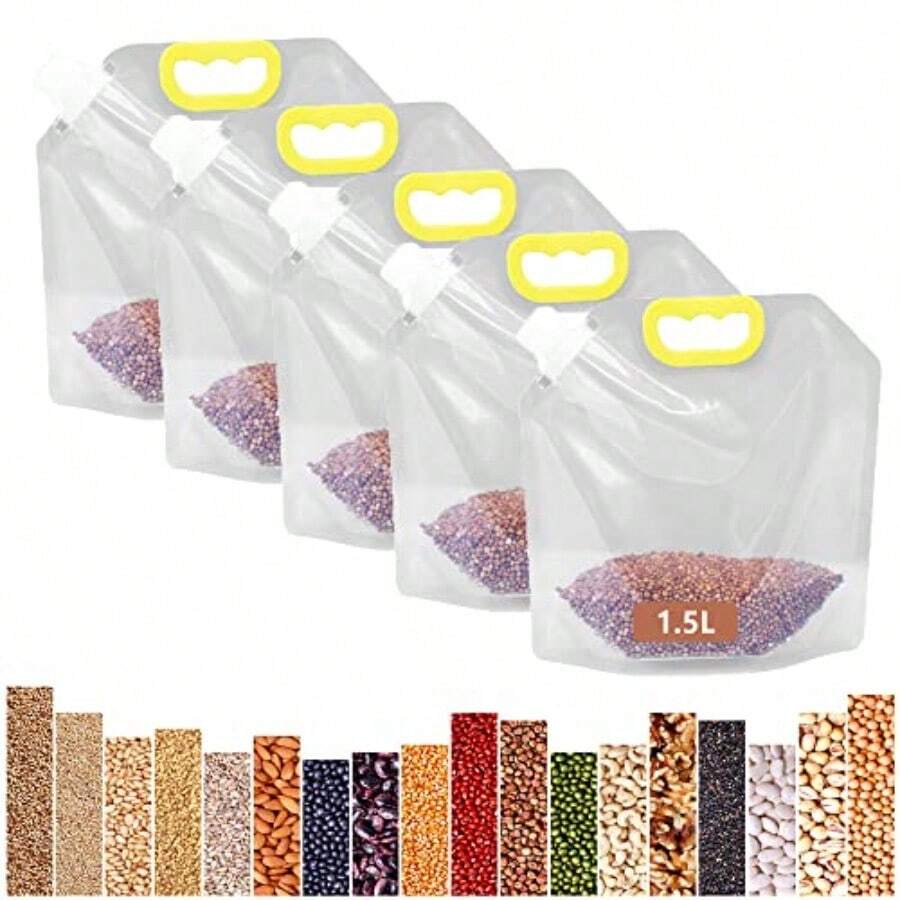 AFRT 5 Pack Rice Sage Container Organizan Bag With Pour Out And Handle ...