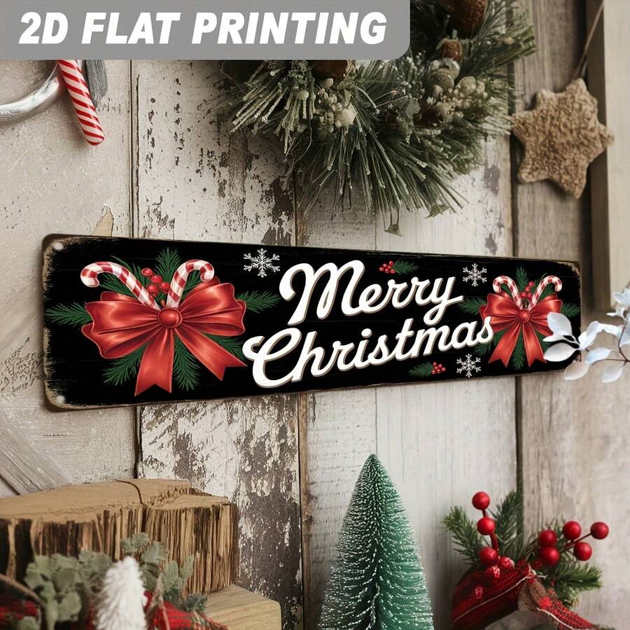 2D Flat Single Piece Merry Christmas Sign, Holiday Decoration, Vintage ...