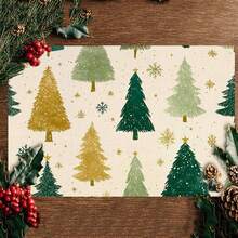 4pcs/6pcs Set Pine Tree Placemats, Seasonal Placemats, Christmas ...