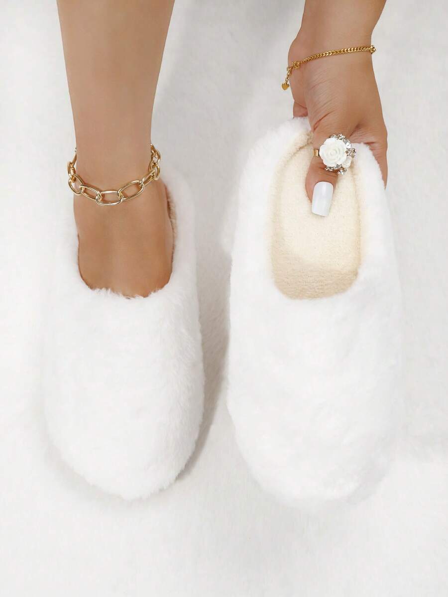 Fall/Winter Women's Fashion Slippers, Solid Color Fluffy Fluffy House ...