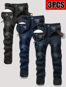 3 Pcs Men's Slim Fit Skinny Stretch Comfy Jeans Denim Pants,For Husband ...