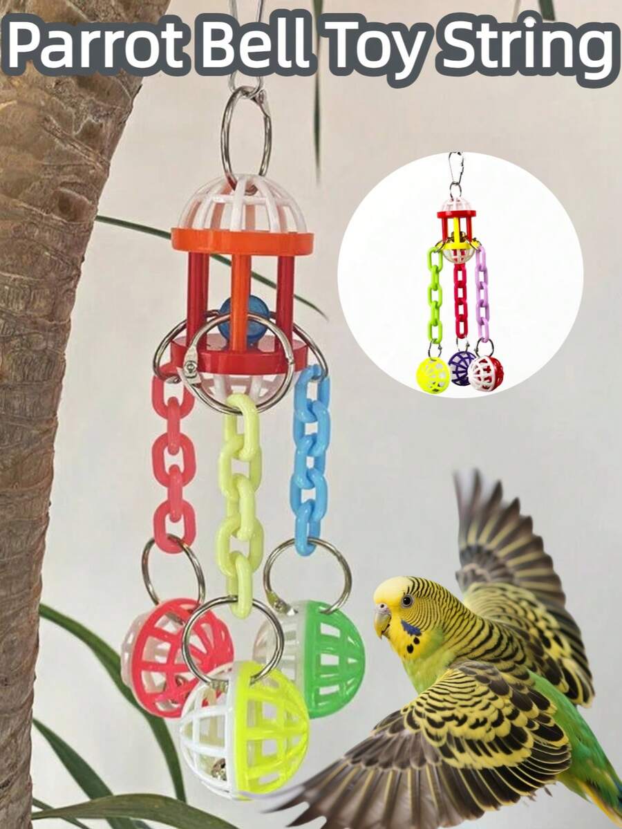 1 Pc Parrot Bird Cage Chewing Bell String, Bird Bell Ball Toy, Bird ...