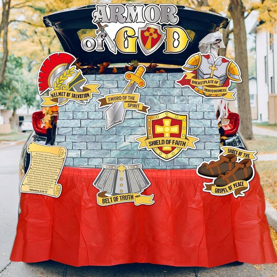 Faccito 10 Pcs Halloween Armor Of God Trunk-Or-Treat Decorating Kit ...