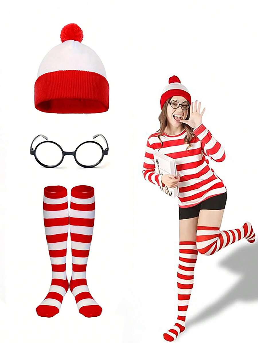 3PCS Lady Red And White Striped Accessory Set - Smart Wally Character ...