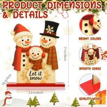 DChunful Christmas Snowman Family Tabletop Decoration Wooden Sign Cute ...