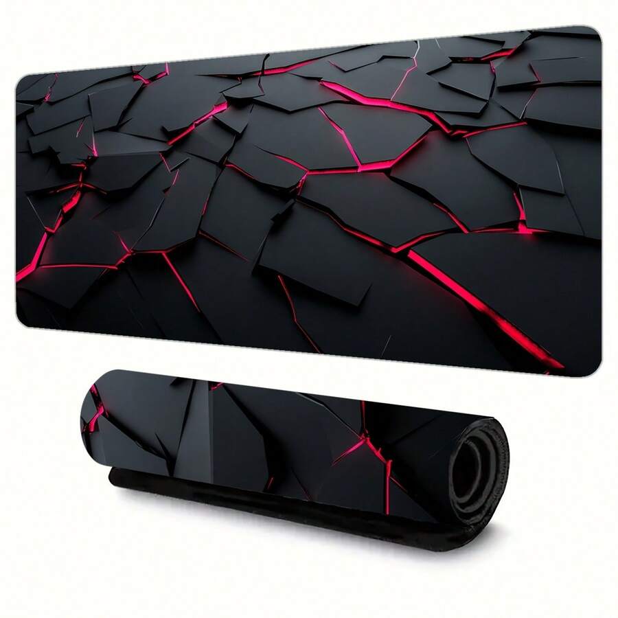 1pcLarge Geometric Abstract Mouse Pad - Rubber Base, Bright Red And ...