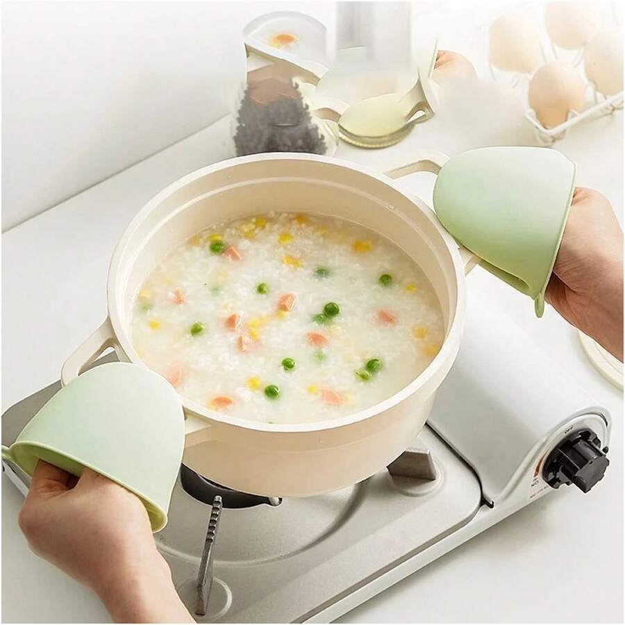 Silicone Kitchen Oven Mitts Set, Finger Protector Cooking Pinch Grips ...