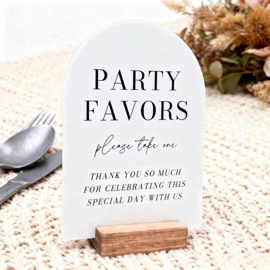 Party Favors Modern Minimalist Arch Table Sign, Party Favors Sign ...