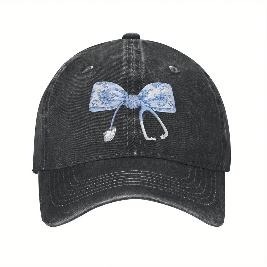 Flower Nurse Blue Tiny Bow Stethoscope Registered Nurse Baseball Cap ...