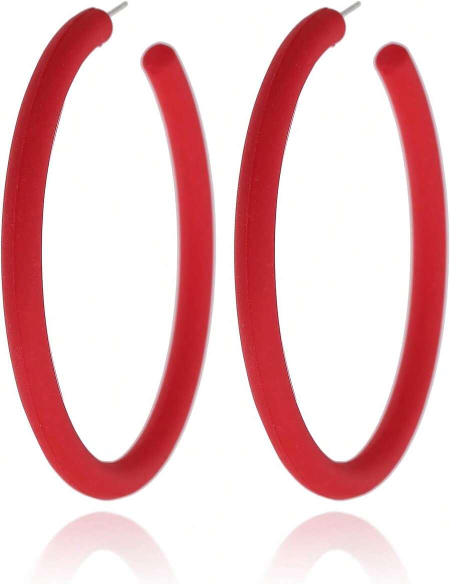 Large Colorful Acrylic Hoop Earrings - Lightweight Fashion HoopsHoliday ...