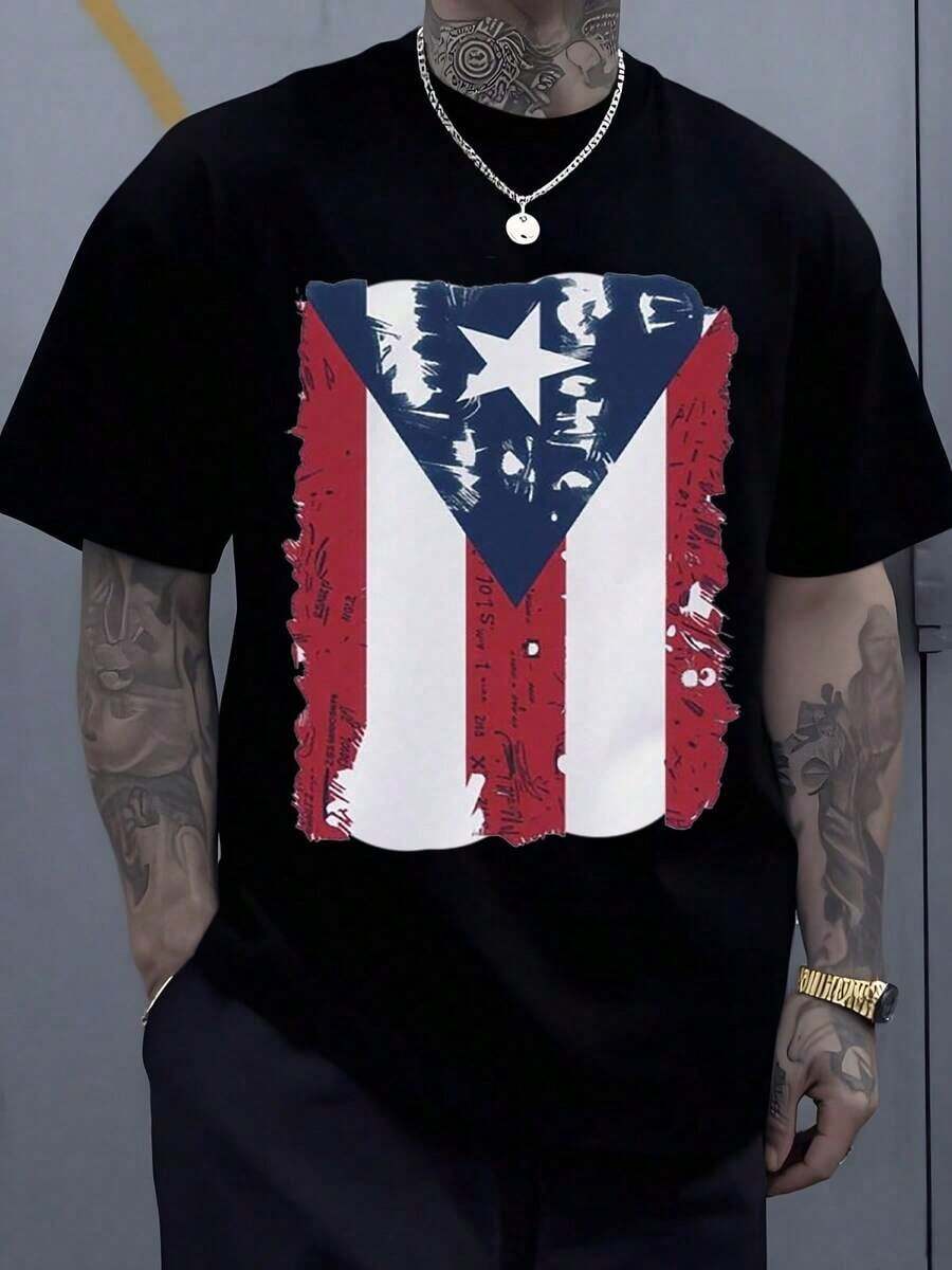 Bandera de Puerto Rico efecto envejecido bordes irregulares representa ...
