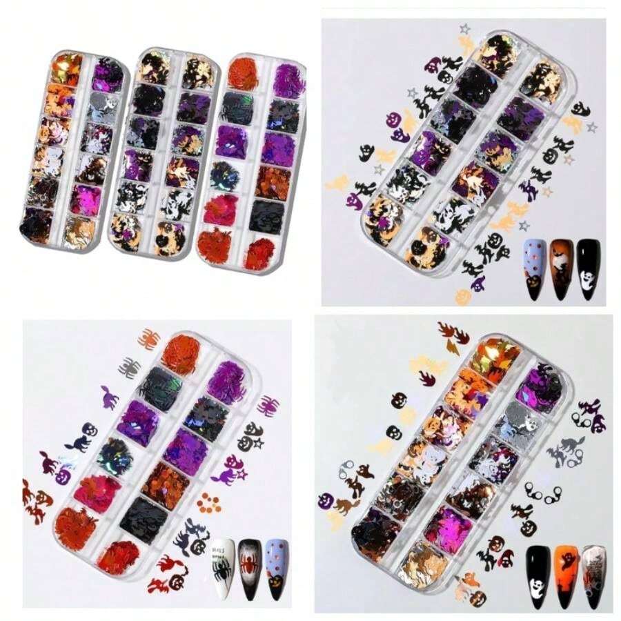 Halloween Nail Art 3D Sequins Glitter Decorations 36 Styles Pumpkin ...