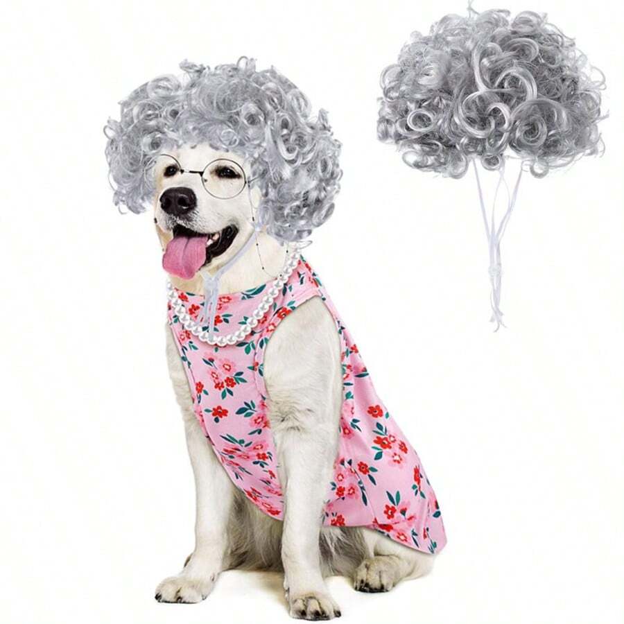 1 Pc Funny Pets Wigs For Dog, Blonde Curly Dog Wig Adjustable Pet Wigs ...