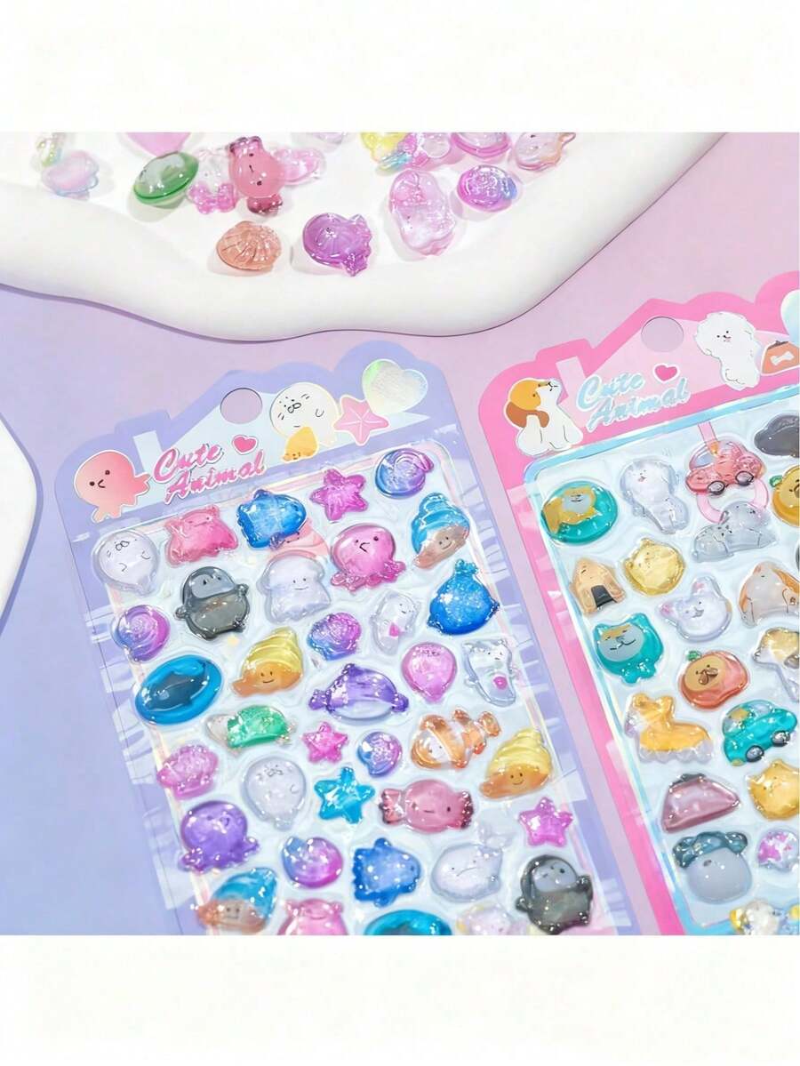 1pc Random Style, 3D Epoxy Stickers, Colorful Holographic Ice Lolly ...