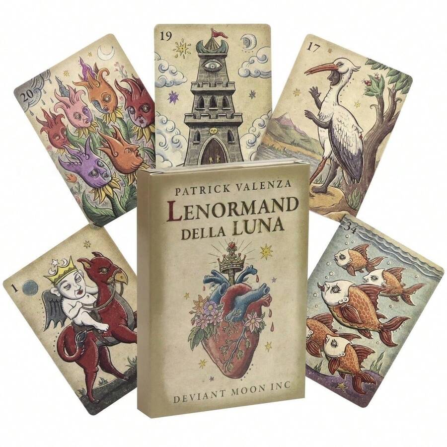 Lenormand de la Luna Oscura - 36 cartas de oráculo con relieve, mazo de ...