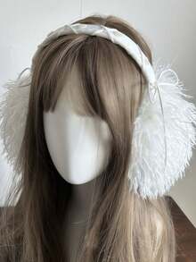 1pc Fluffy Foldable Faux Lamb Wool Earmuffs, Warm & Fashionable ...