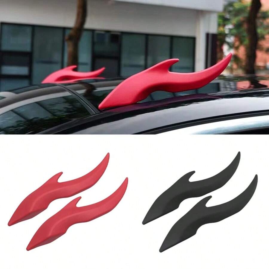 1 Pair Cool Dragon Horn 3D Car Body Decal Stickers, Roof Decor Stickers ...