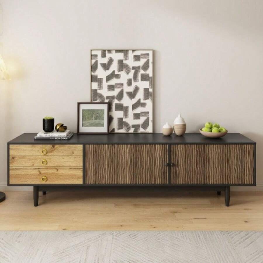 TV Cabinet, Lowboard With Door Panels With A Water Wave Pattern And ...