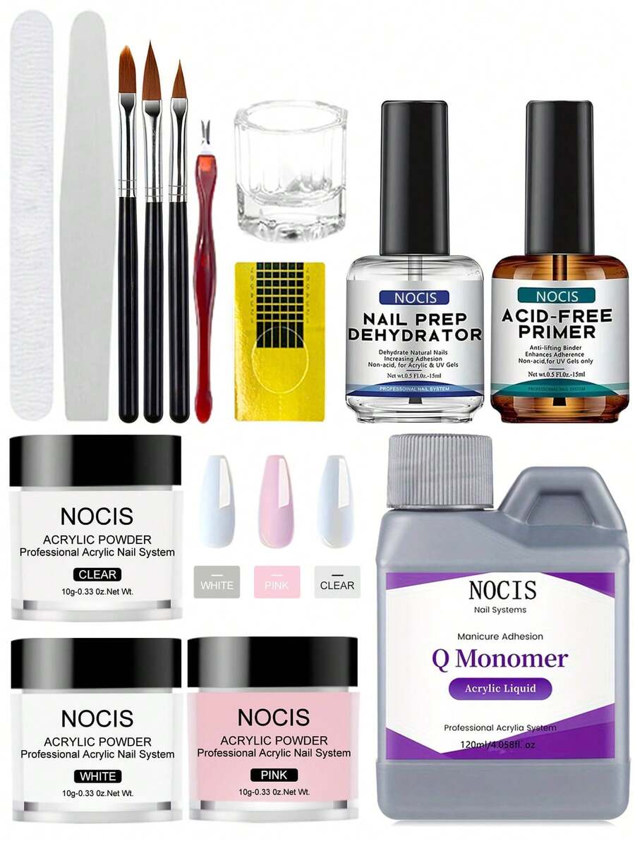NOCIS Acrylic Powder Professional Acrylic Nail Kit With Monomer Liquid ...