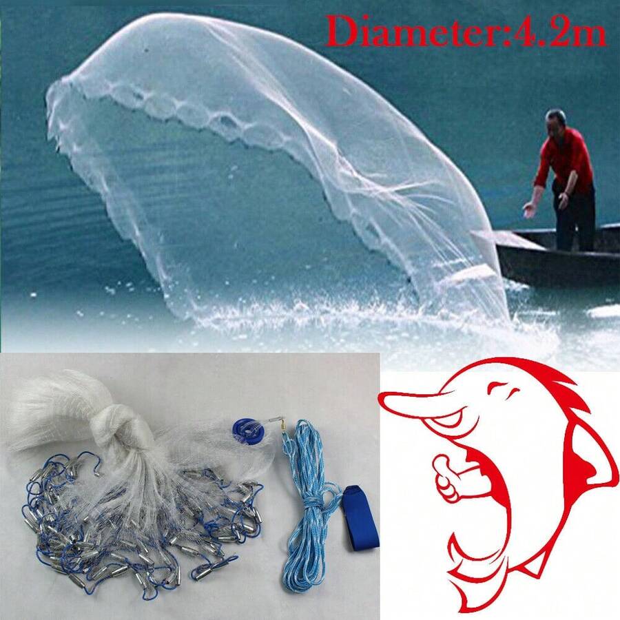 Fishing Cast Net Cast Net With Sinker 14 Ft Fishing Cast Net | SHEIN ...